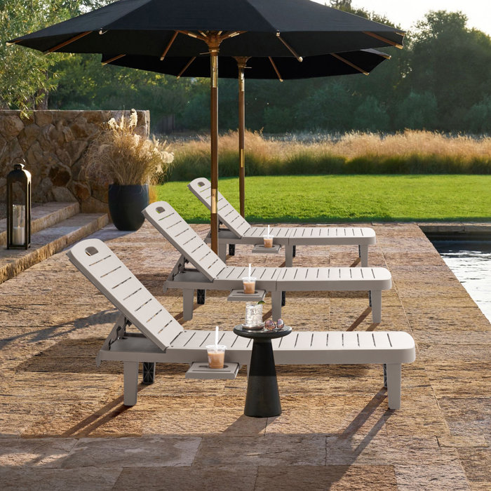 Arlmont & Co. Dingkun Outdoor Chaise Lounge with Table | Wayfair